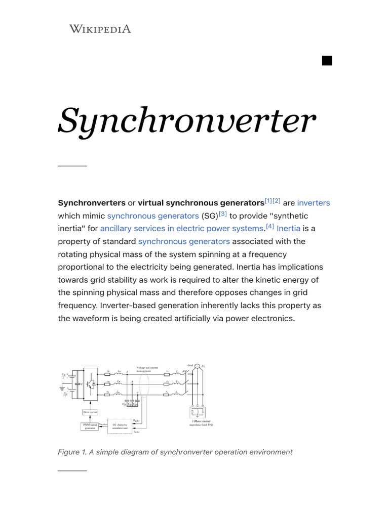 Synchronverter - Wikipedia | PDF