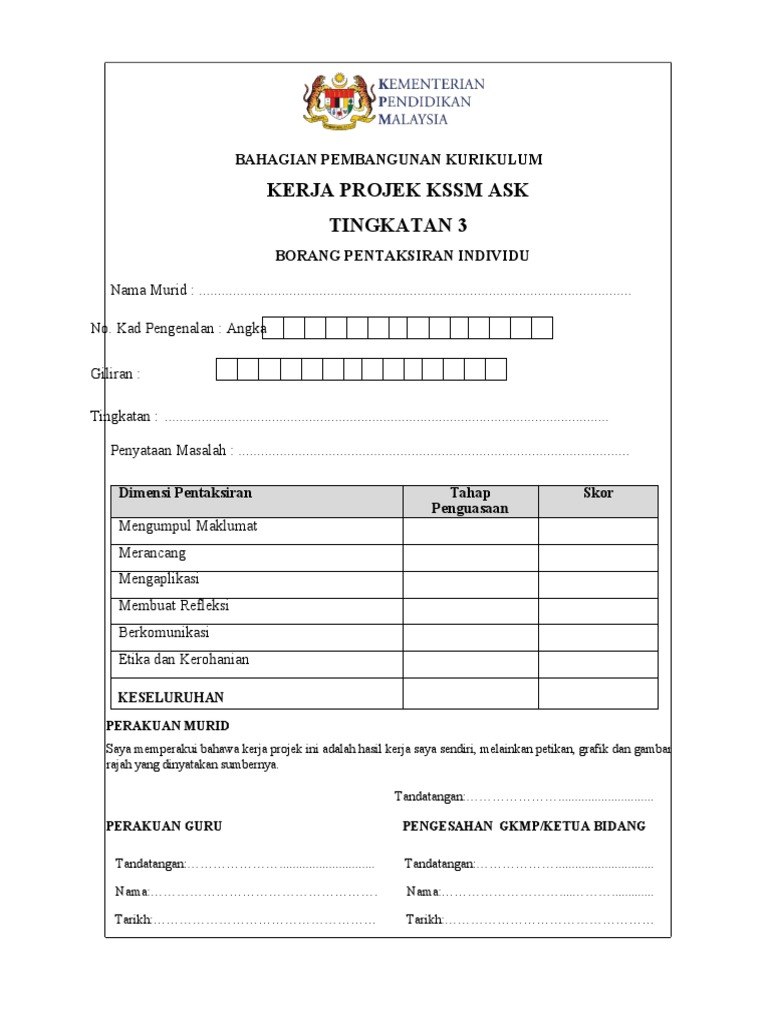 Template Dokumentasi Penulisan Projek | PDF