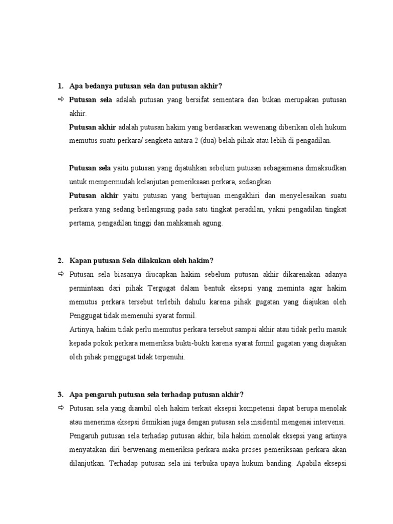 Putusan akhir dan putusan sela | PDF