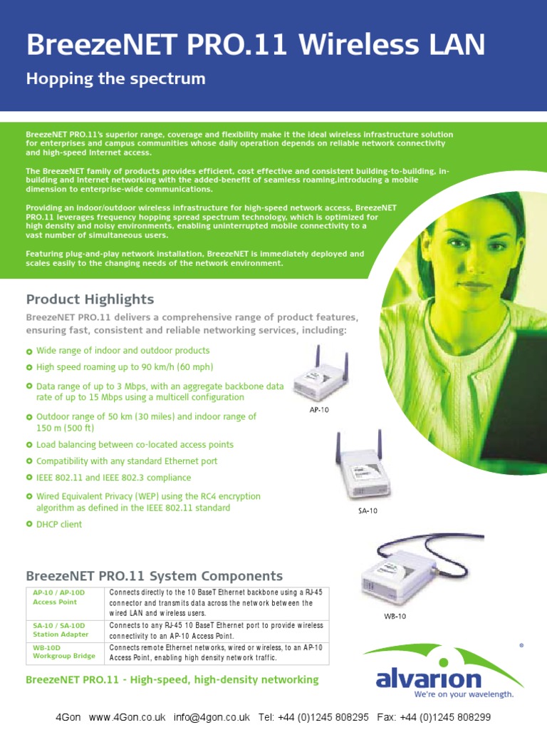Alvarion Breezenet Pro11 Wireless Lan Datasheet | PDF | Computer Network | Wireless Access Point
