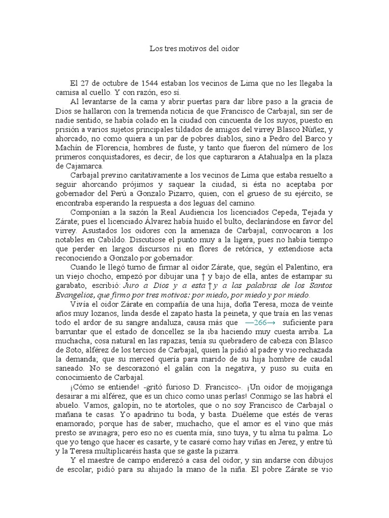 Los Tres Motivos Del Oidor | PDF | Imperio español | Antiguas colonias ...