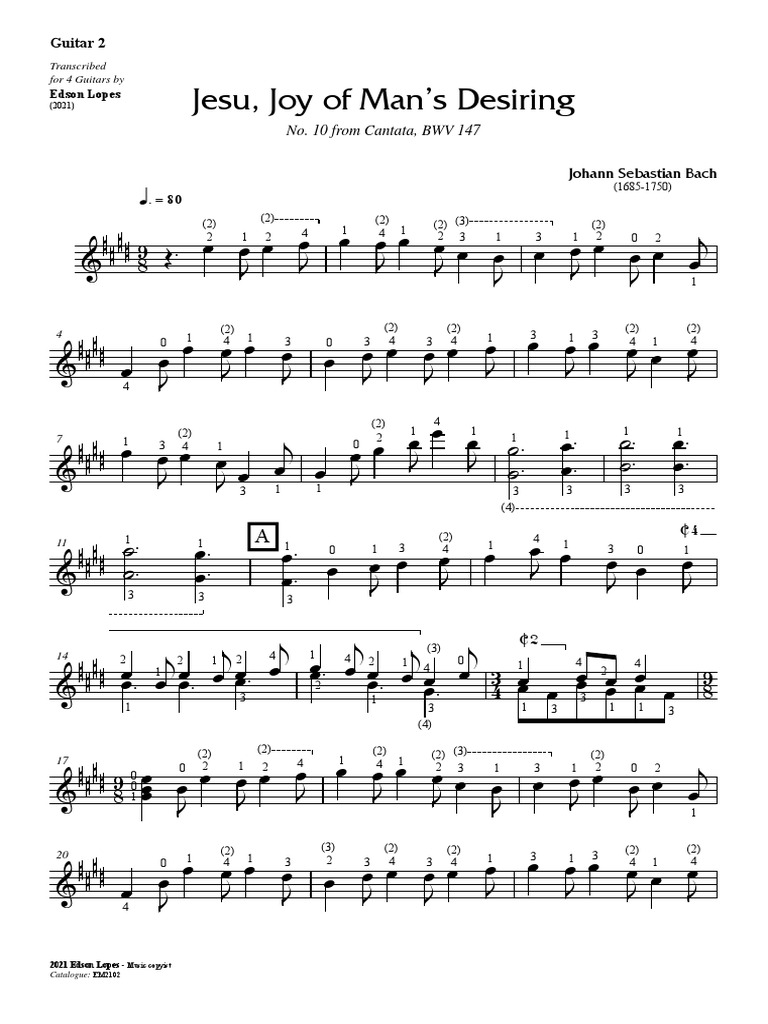 Jesu, Joy of Man's Desiring, BWV147, EM2102 - Guitar 2 | PDF | Échecs ...
