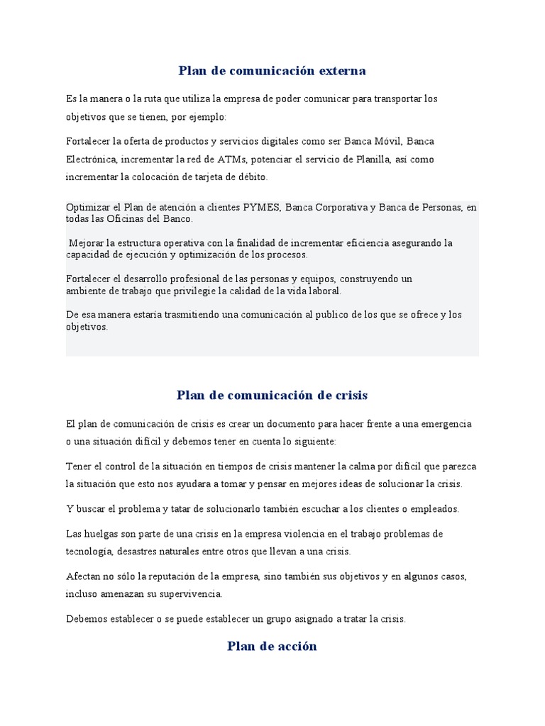 Plan de Comunicación Externa | PDF