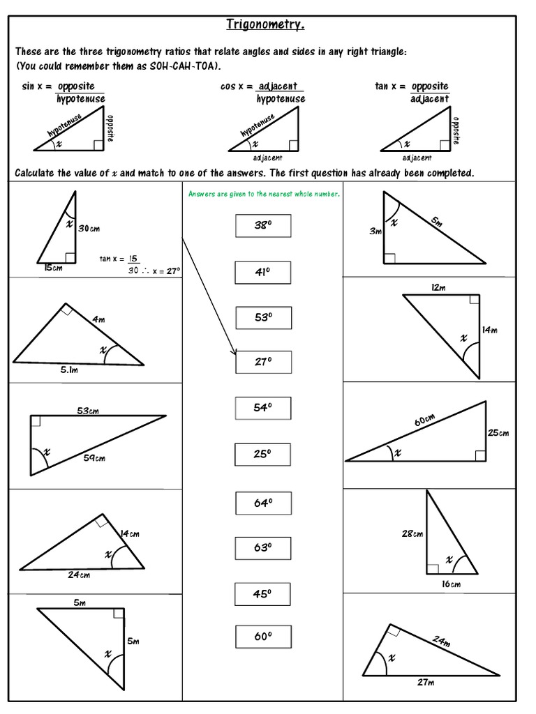 Trigonometry Finding Angles WS | PDF