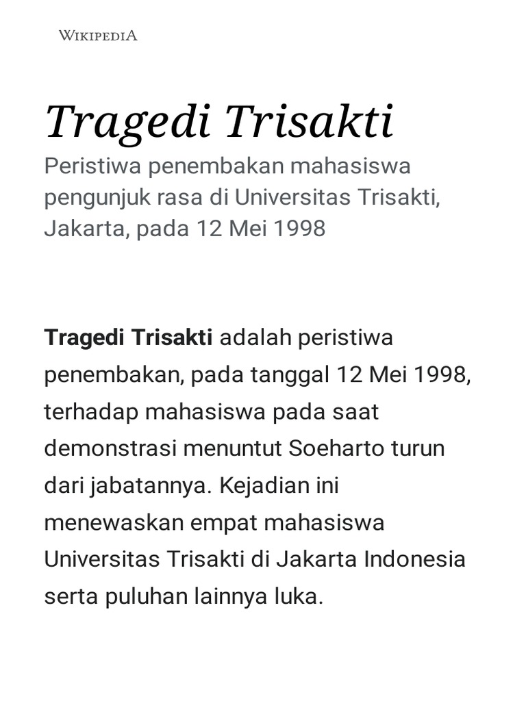 Tragedi Trisakti Wikipedia Bahasa Indonesia Ensiklopedia Bebas Pdf
