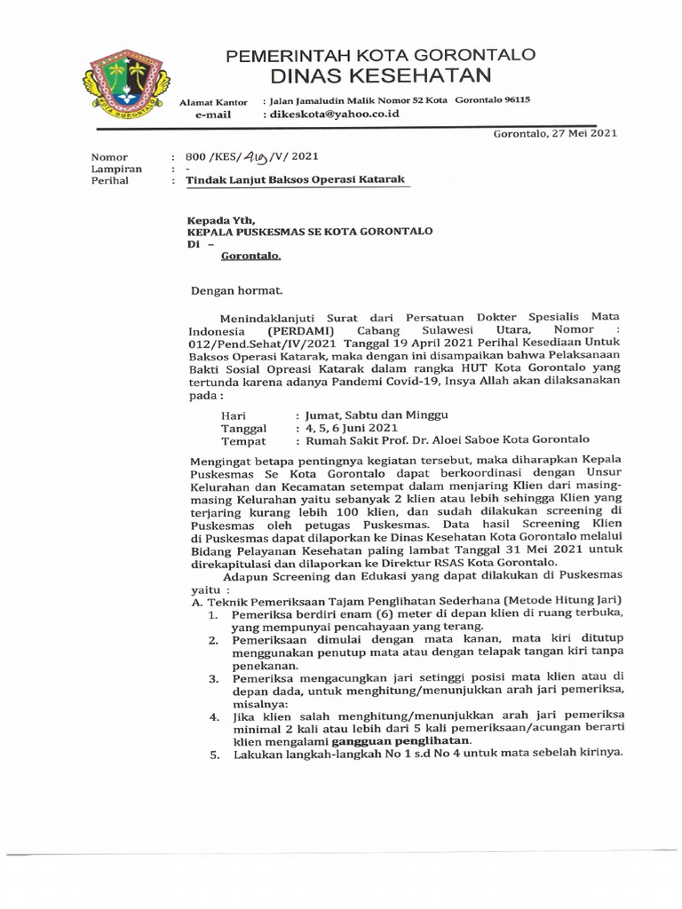 Tindak Lanjut Baksos Operasi Katarak | PDF