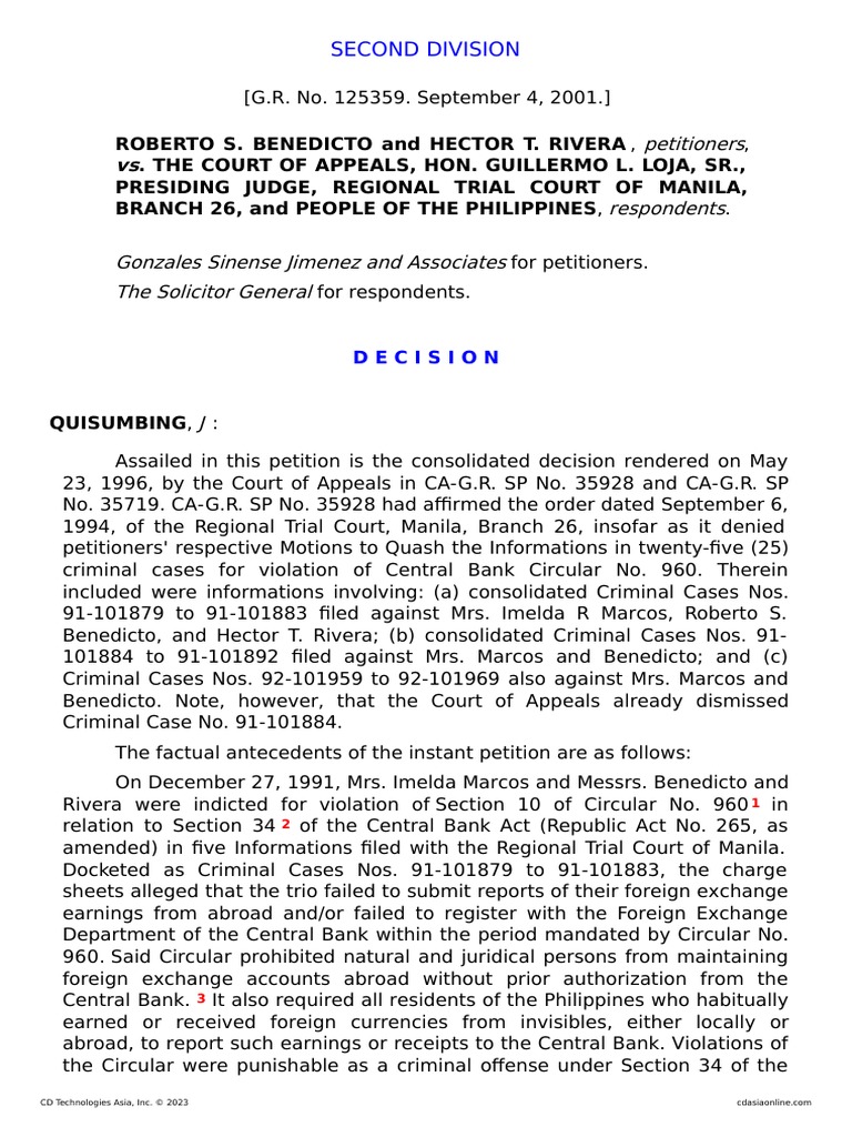 Roberto Benedicto v. Court of Appeals | PDF