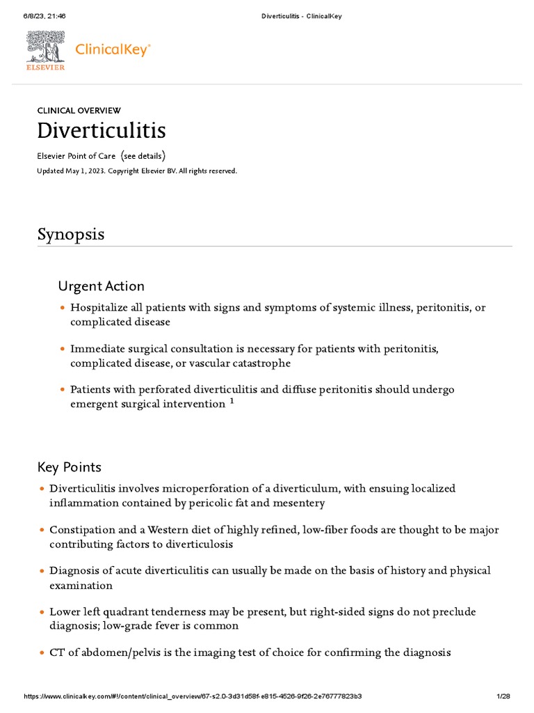 Diverticulitis - ClinicalKey | PDF | Colorectal Cancer | Colonoscopy