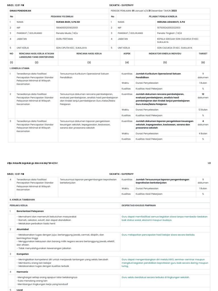 SKP 2023 - Rencana Hasil Kerja | PDF