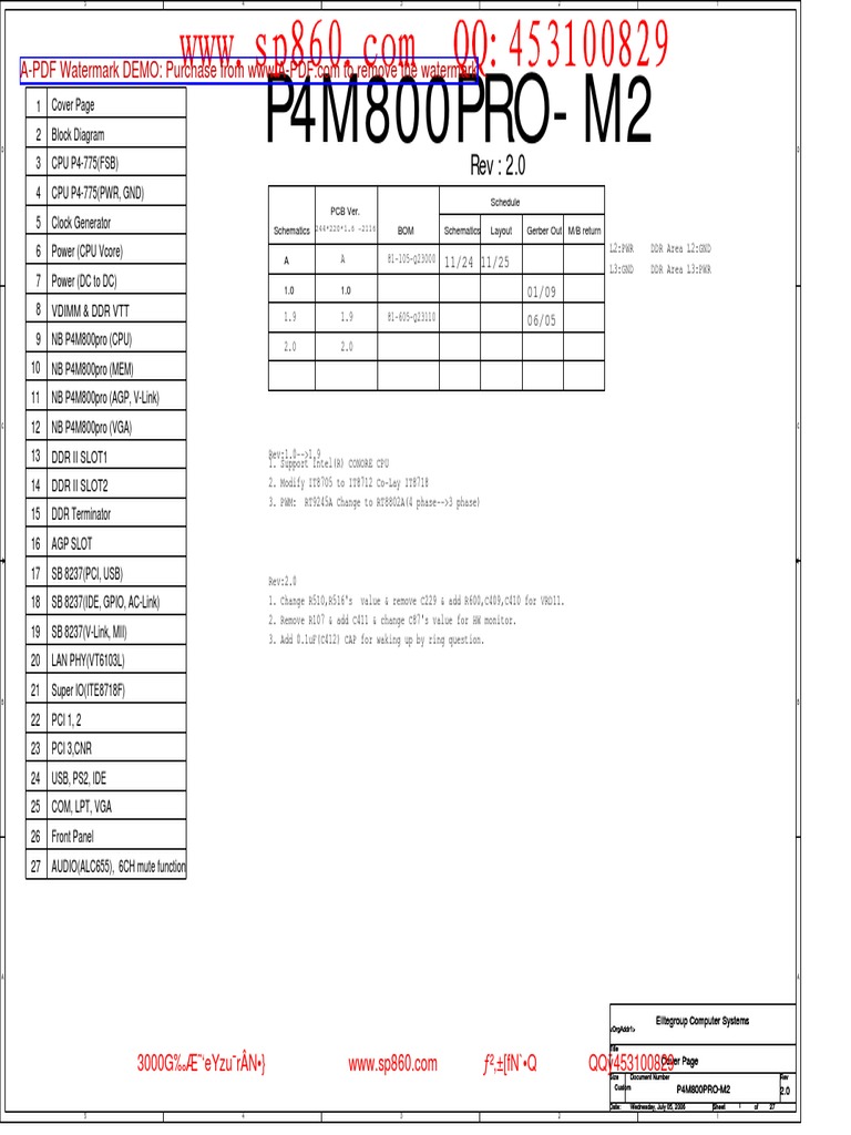 P4M800PRO-M2 ECS Schematics Overview | PDF | Computing | Computer Hardware