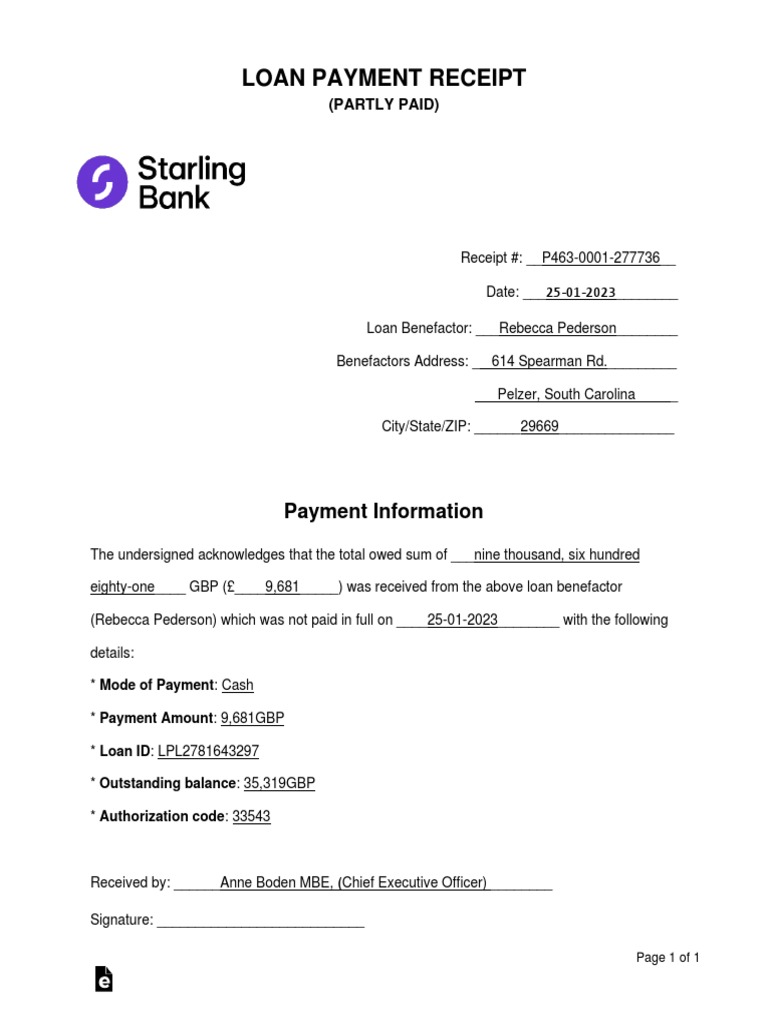 Loan Payment Receipt | PDF