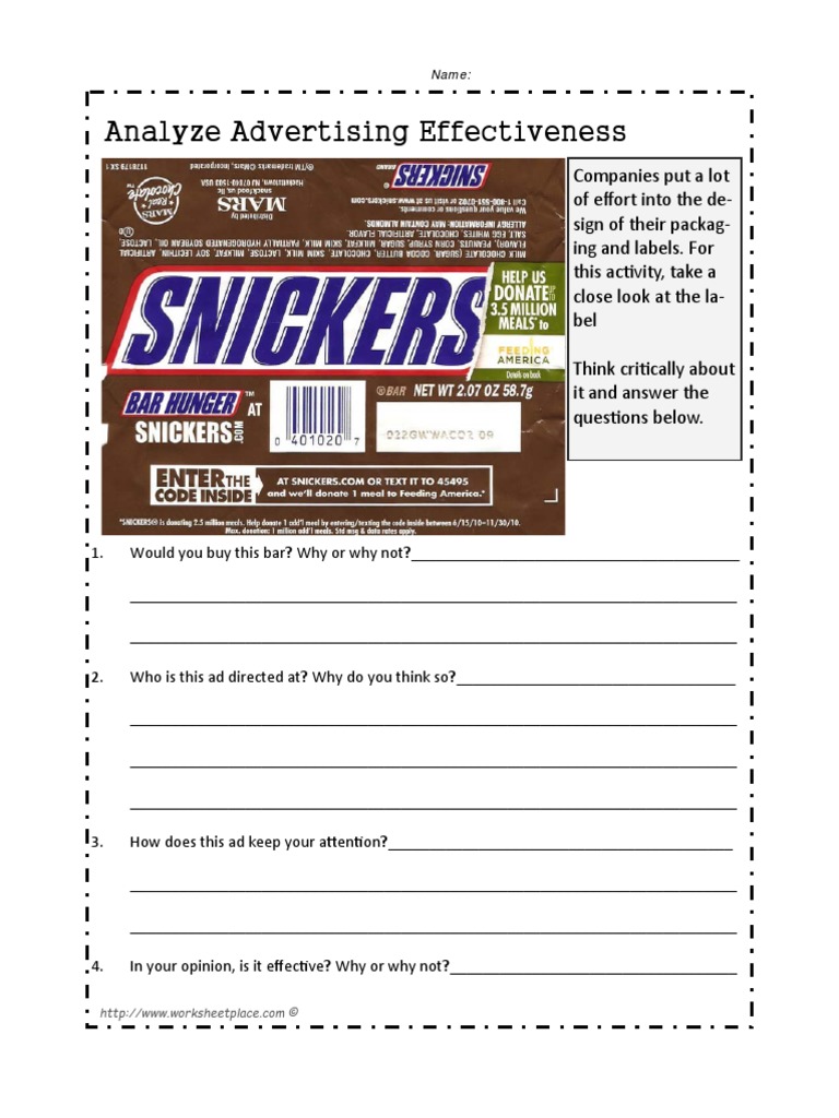 Advertising Worksheet 1 | PDF