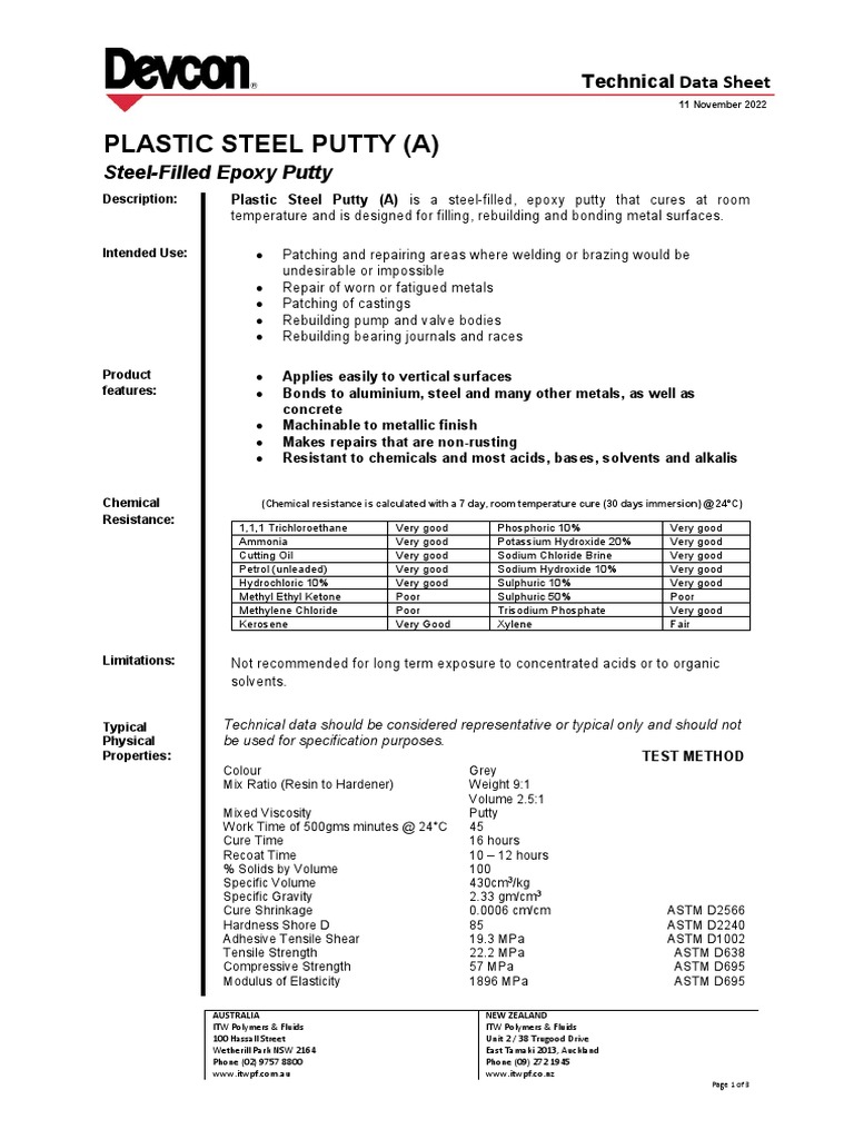 Devcon-Plastic-Steel-Putty-A | PDF | Epoxy | Building Materials