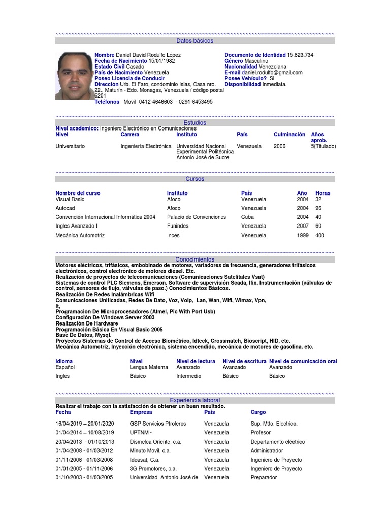 Curriculum Daniel Rodulfo | PDF
