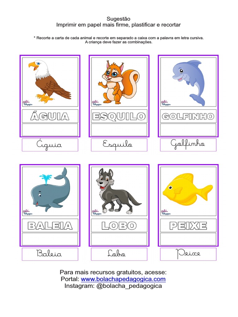 Animais Letra Cursiva 1 | PDF