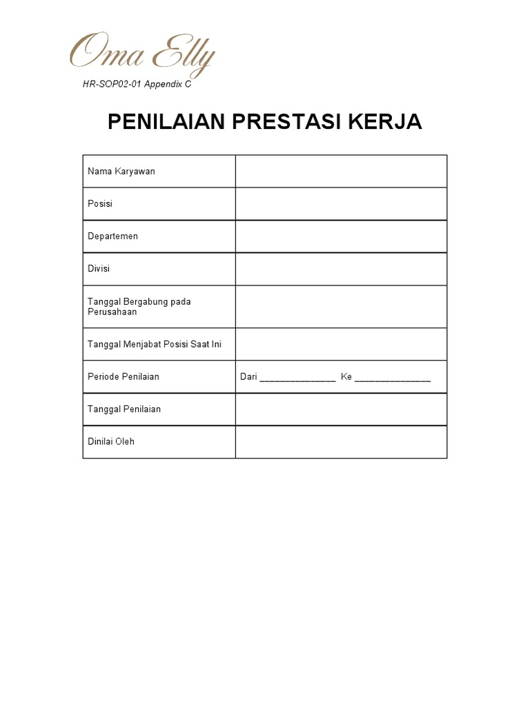 HR-SOP02-01 Appendix C-Performance Appraisal | PDF