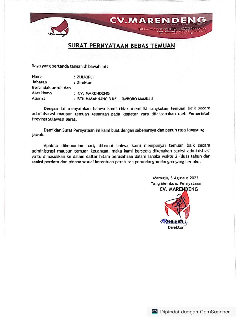 Surat Bebas Temuan | PDF