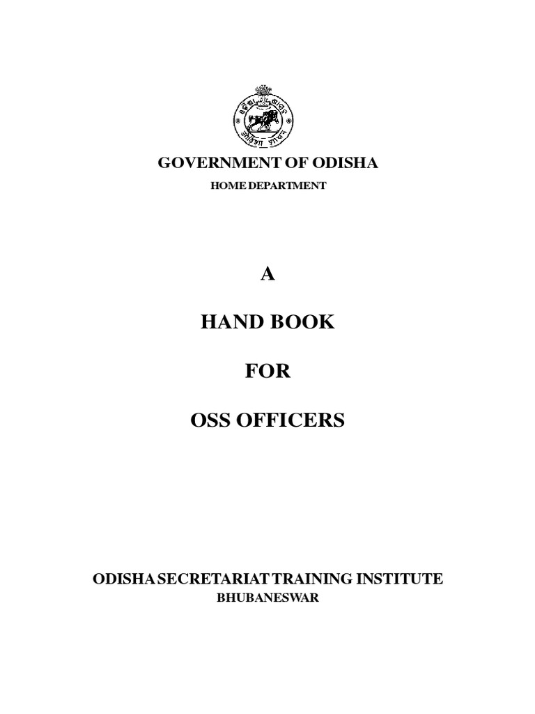OSS Officers Handbook - Odisha Government | PDF | Business | Self ...