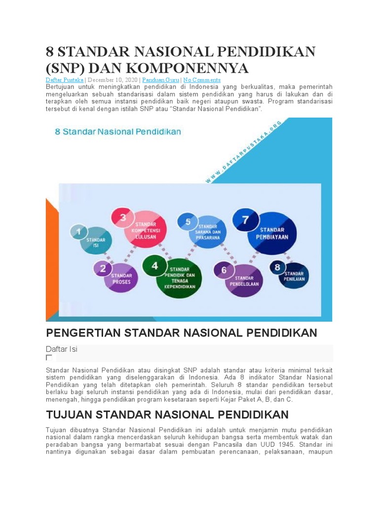 8 Standar Nasional Pendidikan Indonesia | PDF