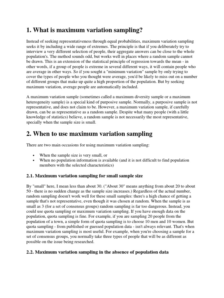What Is Maximum Variation Sampling? | PDF | Sampling (Statistics ...