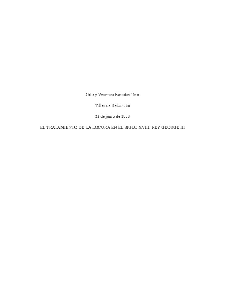 Tratamiento de la locura en Jorge III | PDF