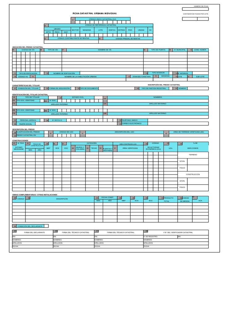 Formato Ficha Catastral Urbana Individual | PDF