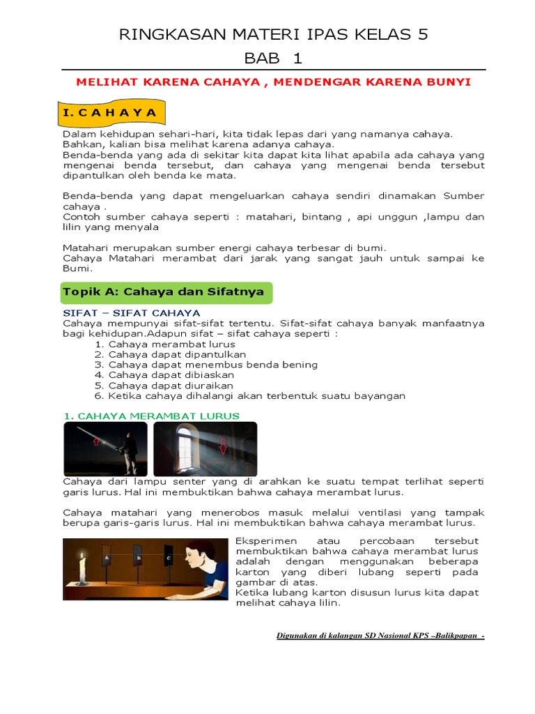 Materi Ipa KLS 5 Bab 1.untuk Siswa | PDF