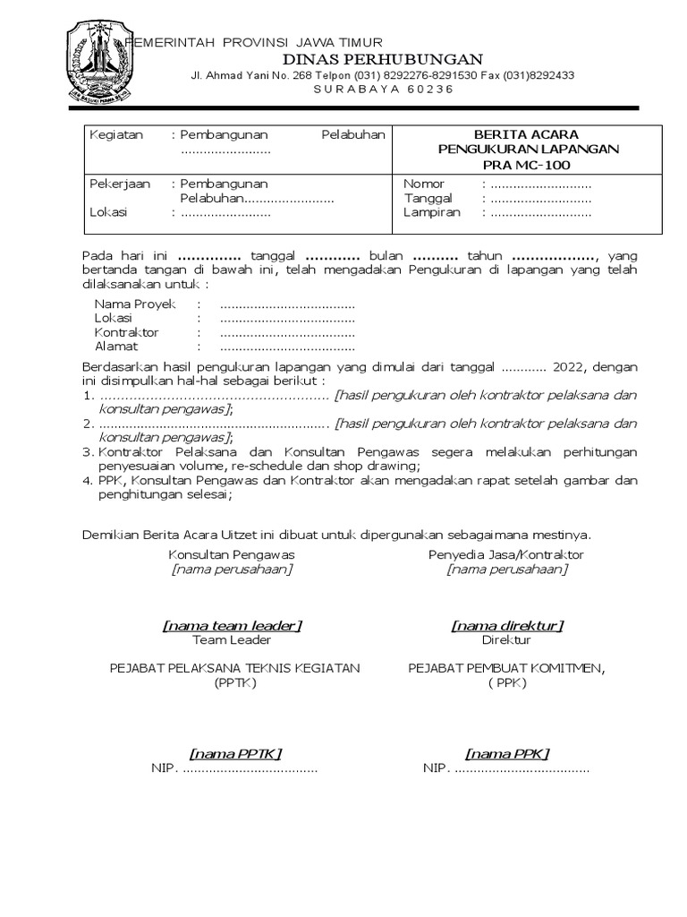 BA Pengukuran Lapangan Pra MC100 | PDF