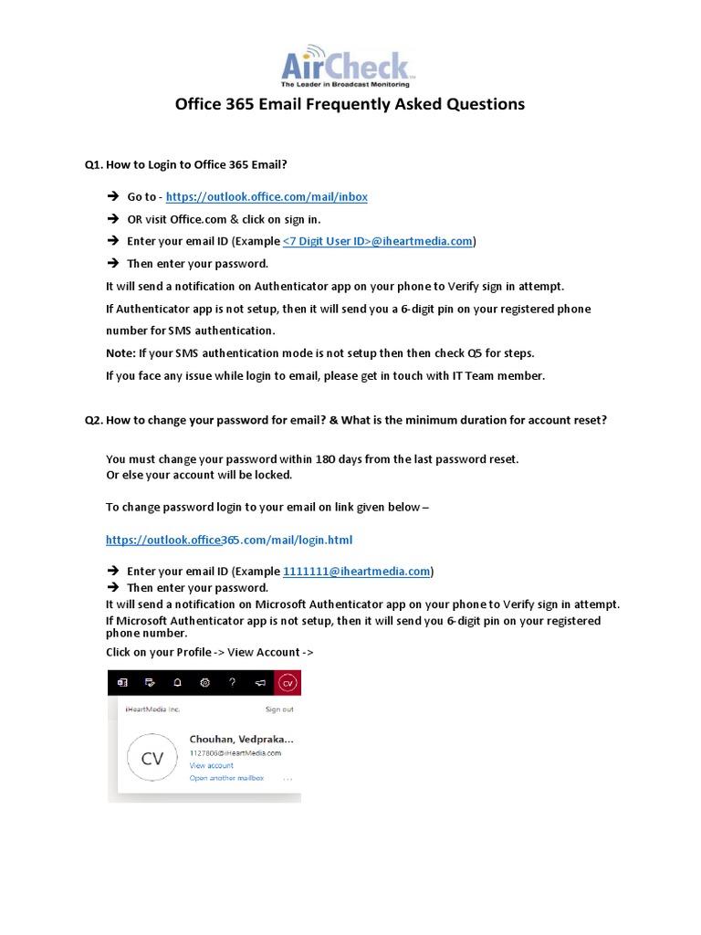 Office 365 - Frequently Asked Questions | PDF | Password | Login