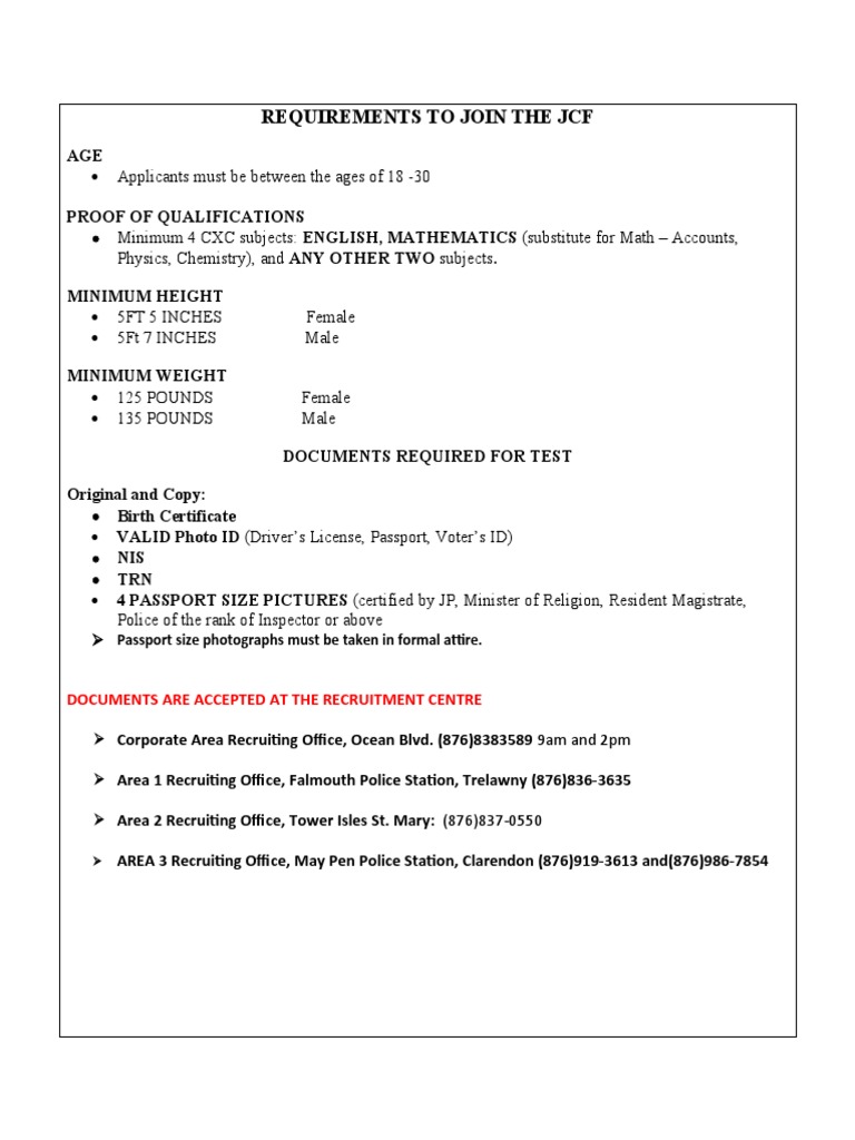 Requirements To Join The JCF | PDF