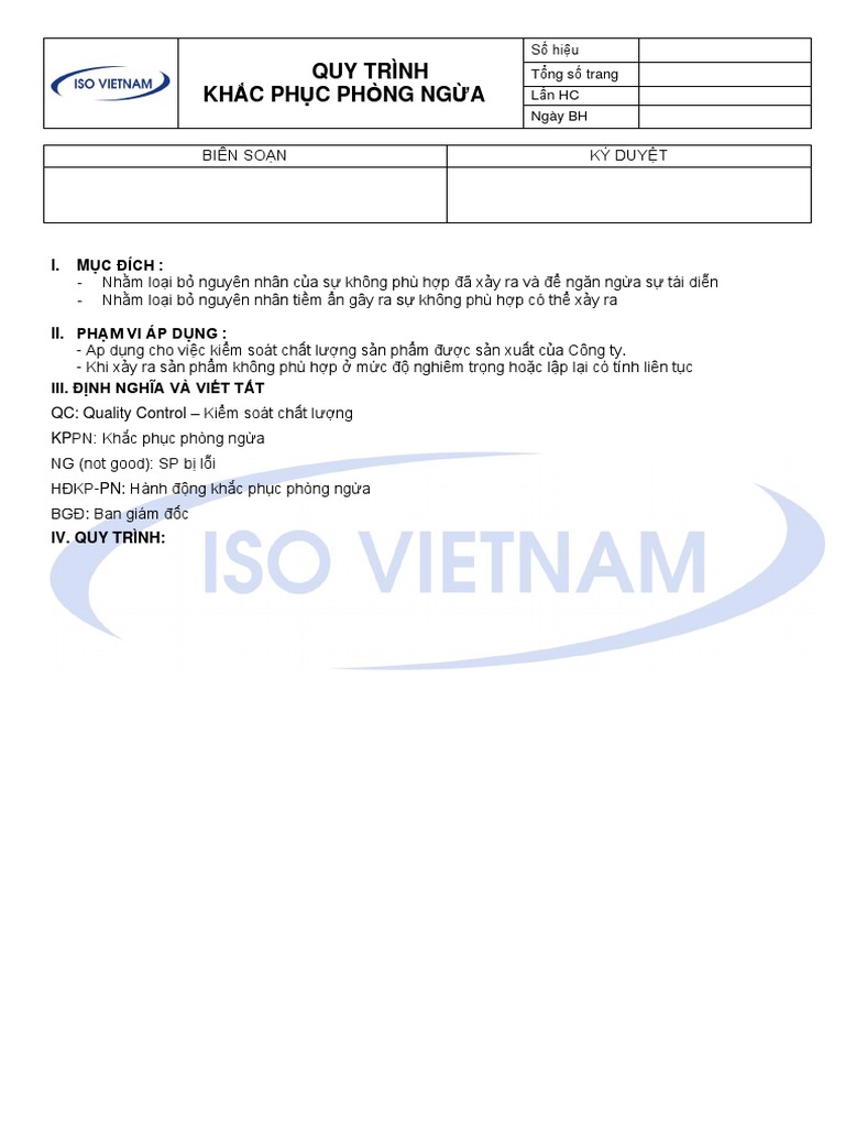 Quy Trinh Khac Phuc Phong Ngua-R0 | PDF