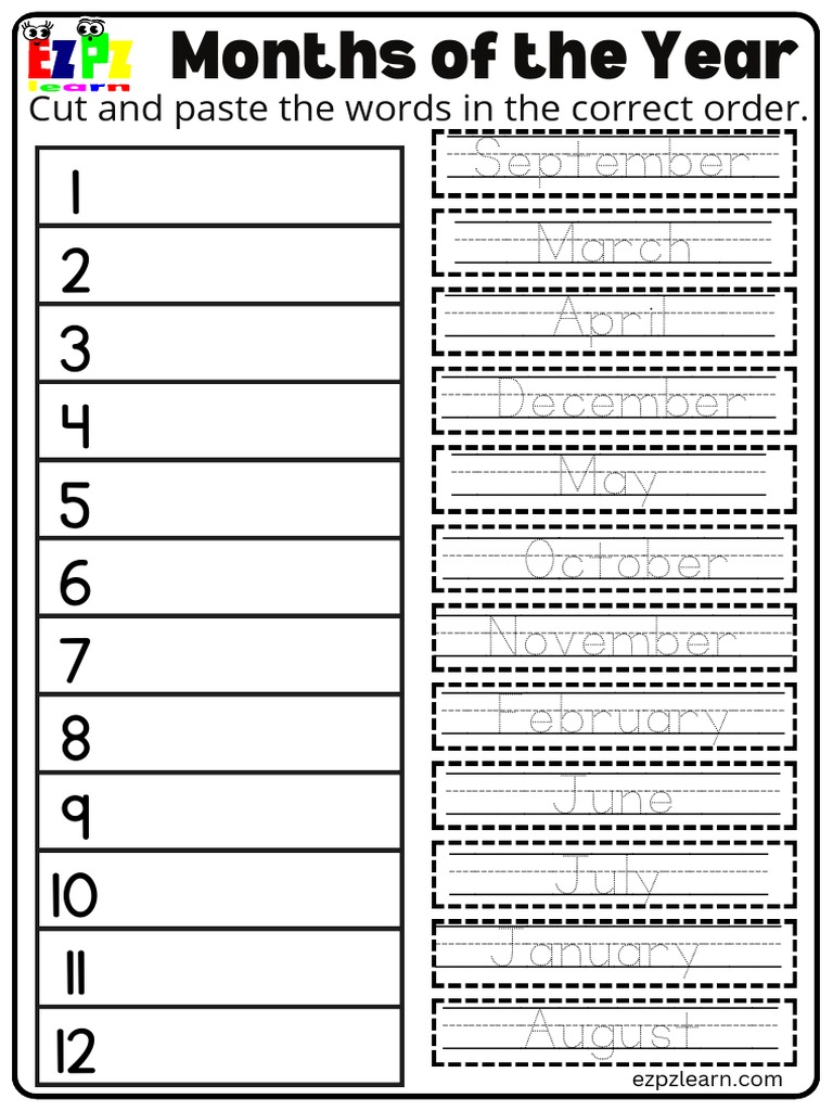 Cut and Paste Months | PDF