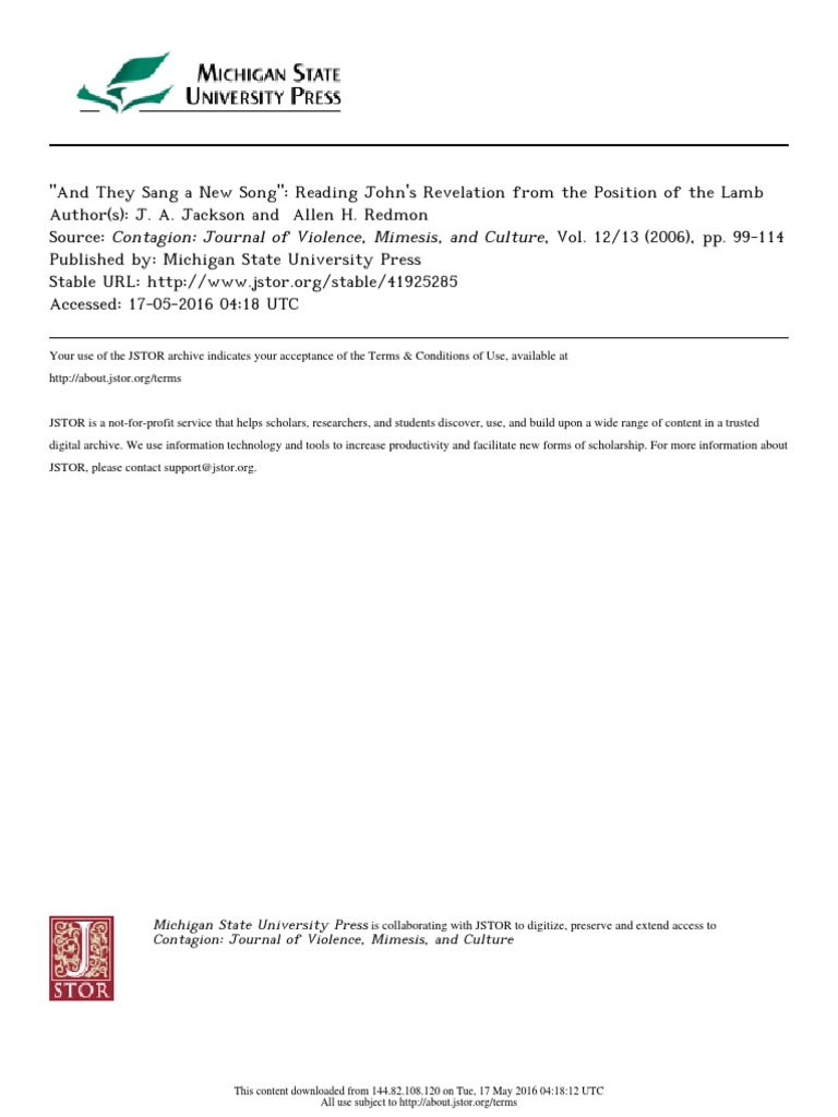 Michigan State University Press Contagion: Journal of Violence, Mimesis, and Culture | PDF ...