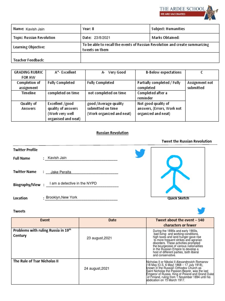 Russian Revolution Tweets - HW Worksheet | PDF