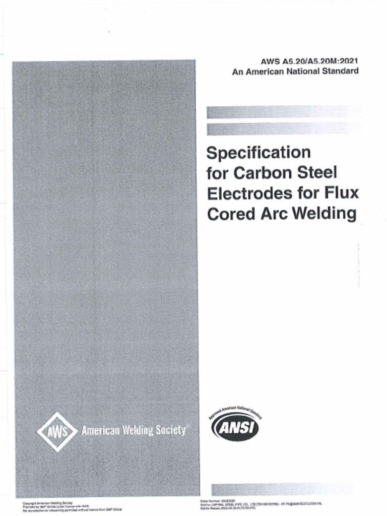 AWS A5.20-2021 - Specification For Carbon Steel Electrodes For Flux ...