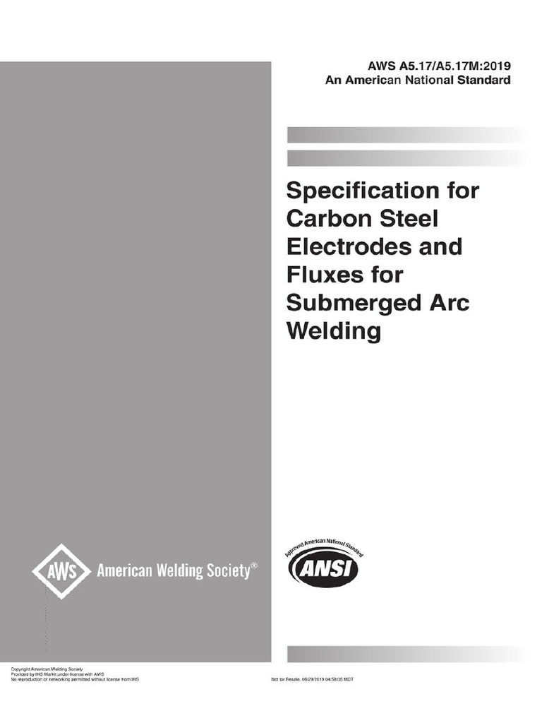 AWS A5.17-2019 - Specification For Carbon Steel Electrodes and Fluxes ...