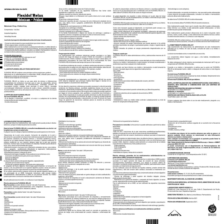 Uso y Precauciones de FLEXIDOL RELAX | PDF | Droga anti-inflamatoria ...