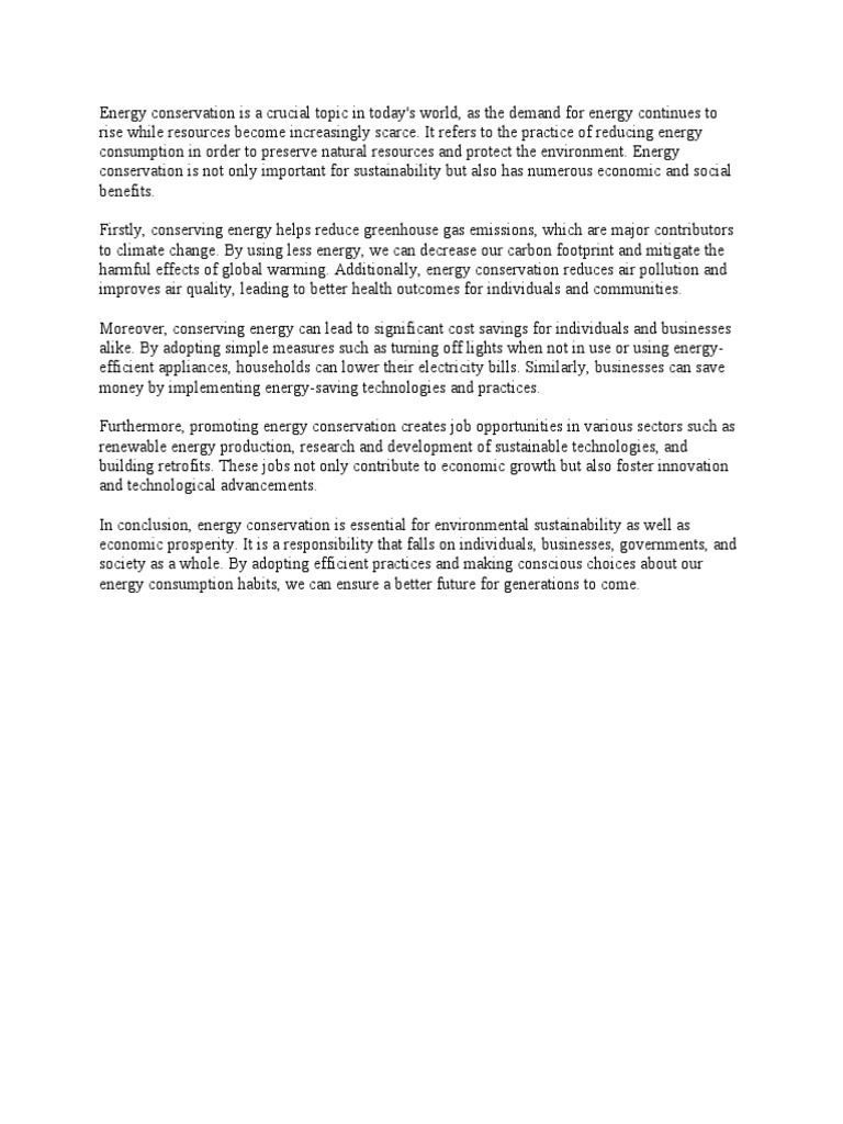 Energy Conservation Is A Crucial Topic in Today | PDF