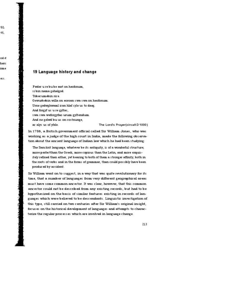 Language Change and Historical Roots | PDF | English Language ...
