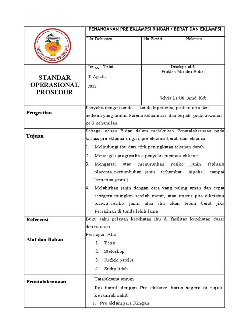 SOP PEB & EKLAMPSI | PDF