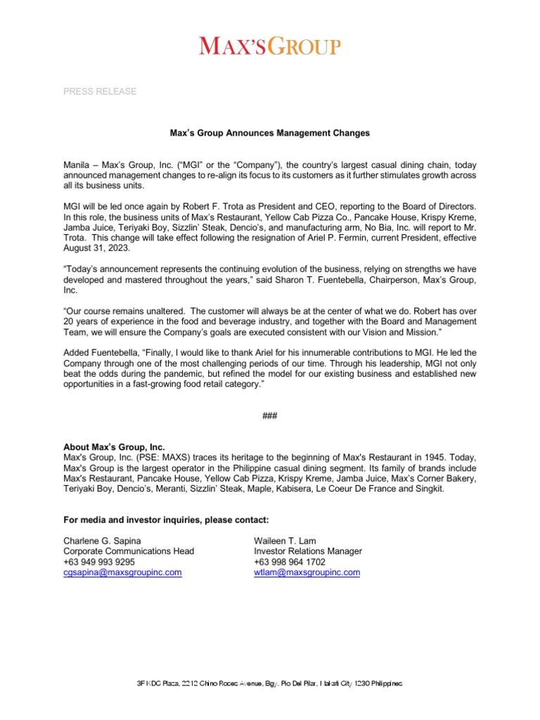 MGI June 2023 Management Changes (External) Final | PDF | Business