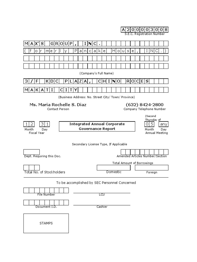 Max's Group, Inc. - SEC Form I-ACGR Integrated Annual Corporate ...