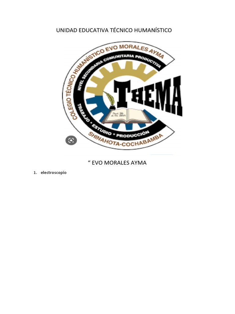 Unidad Educativa Técnico Humanístico: 1. Electroscopio | PDF