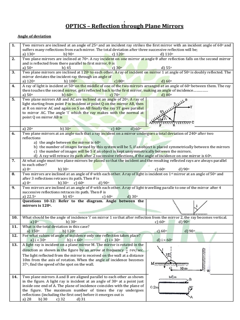 CPP 1 Plane Mirrors | PDF
