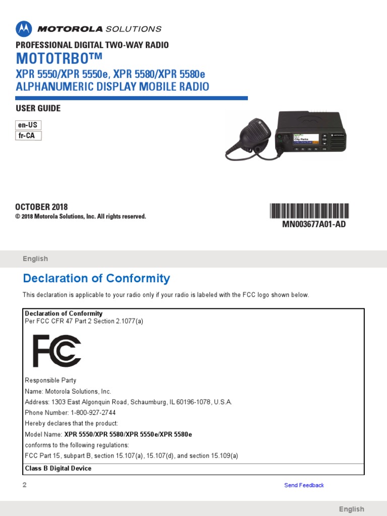 Xpr5550e Xpr5580e Manual | PDF