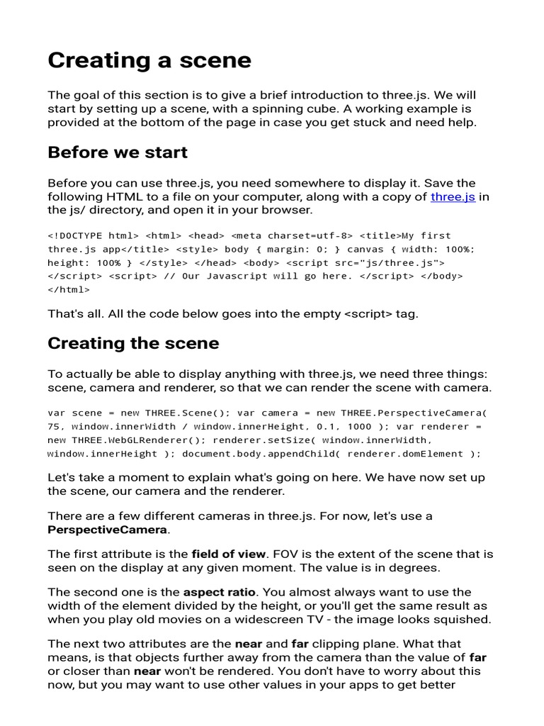 Creating A Scene - HTML | PDF | Computing | Software