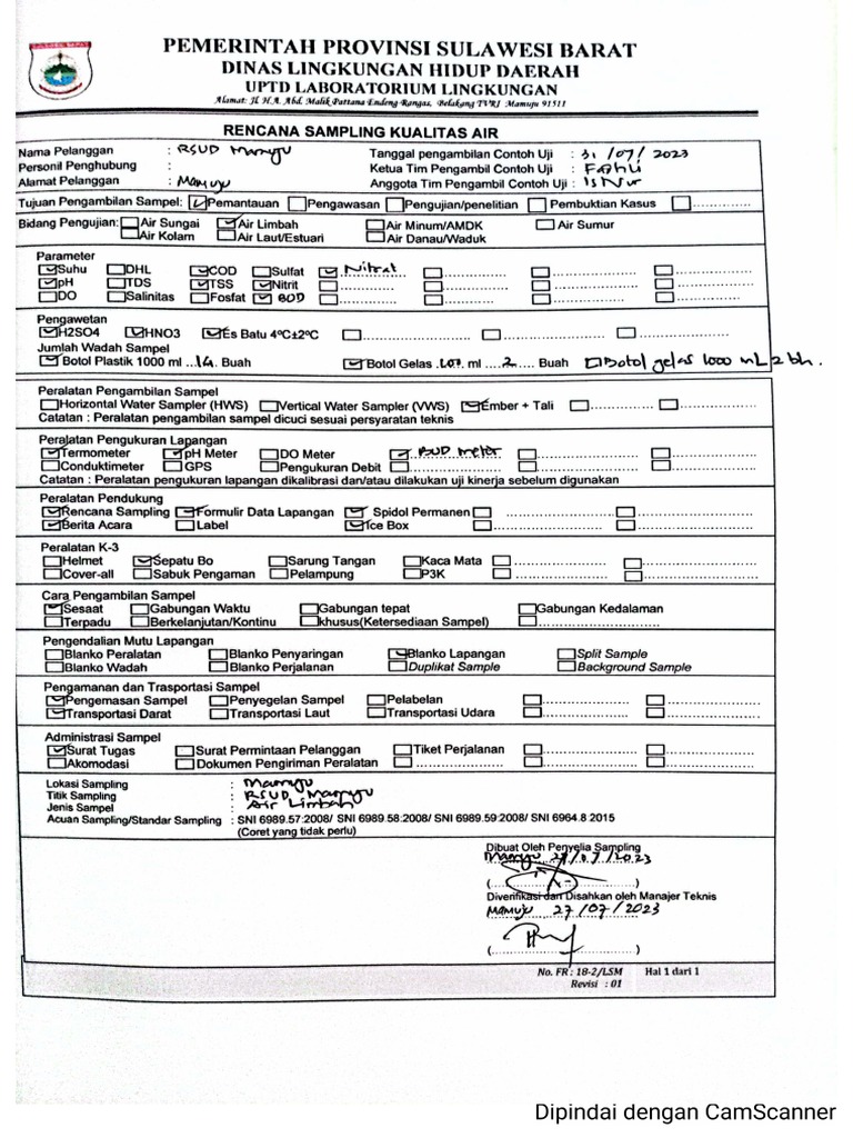 Rencana Sampling Kualitas Air | PDF