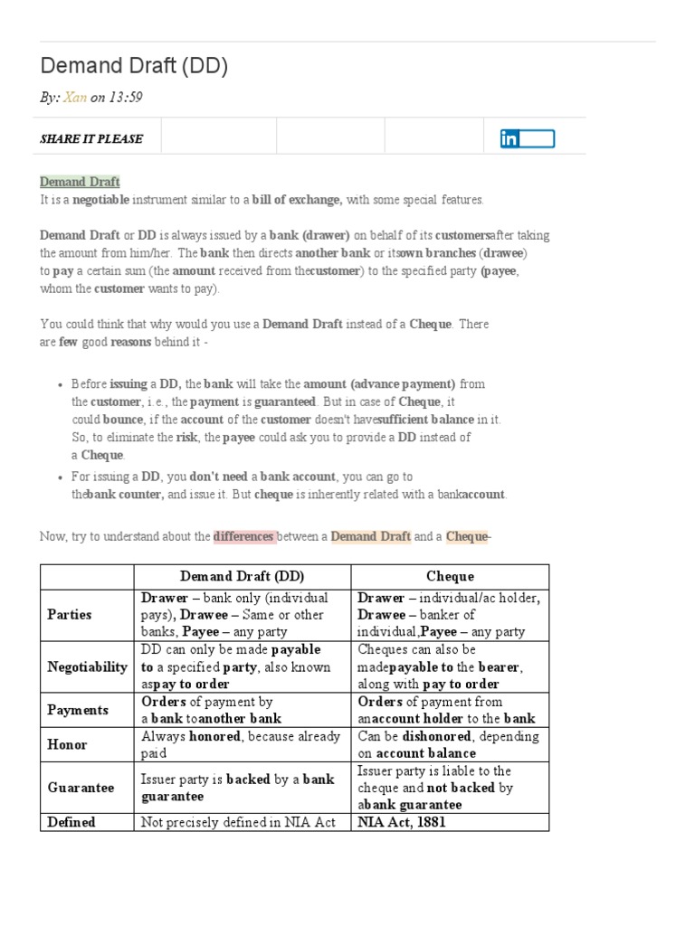 BanKoncepts - Demand Draft (DD) | PDF