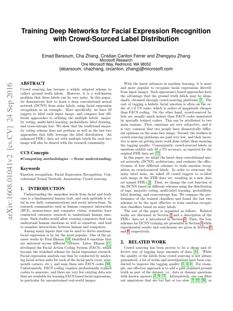 Training Deep Networks For Facial Expression Recognition With Crowd-Sourced Label Distribution ...