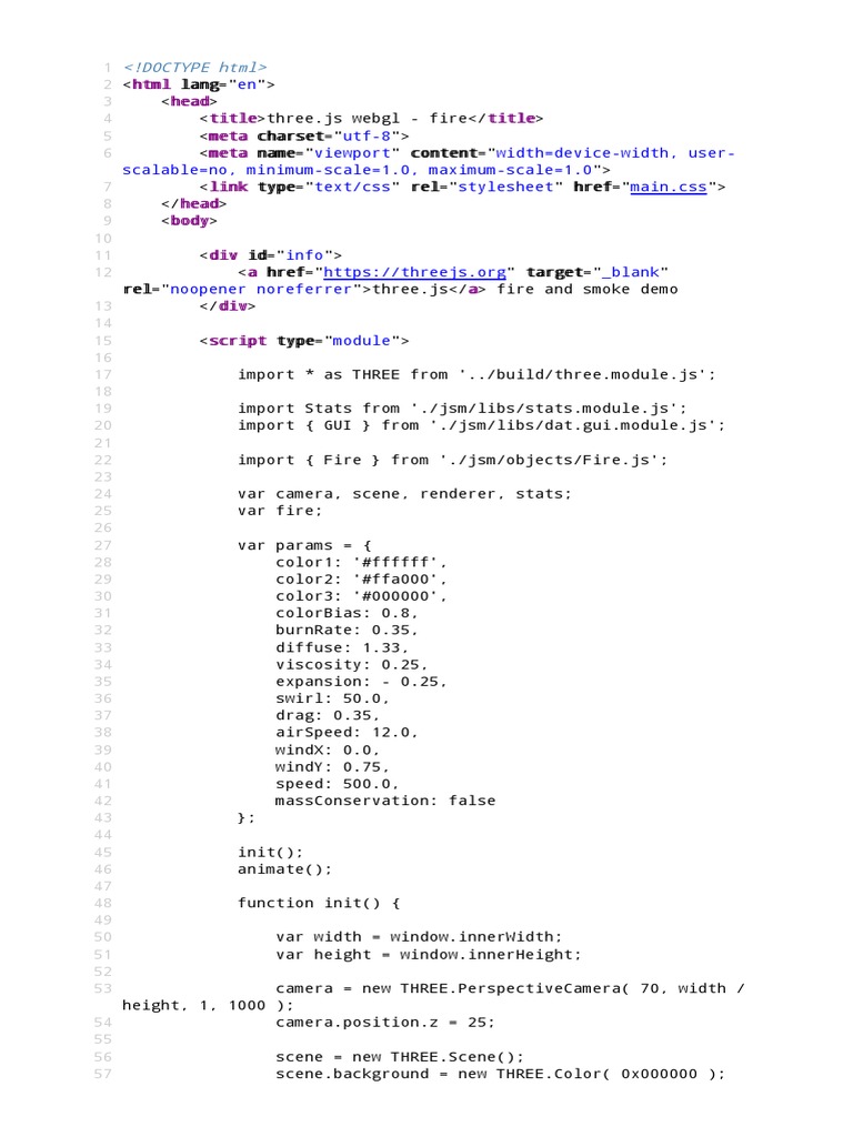Https - Threejs - Org - Examples - Webgl - Fire - HTML | PDF | Computing | Graphics